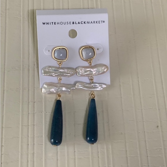 White House Black Market | Jewelry | Whbm Gold Tone And Blue Faux Pearl ...
